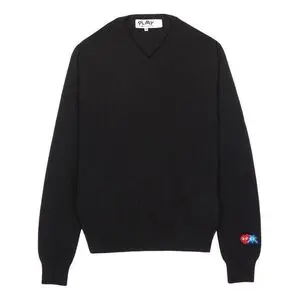 Play Comme Des Garcon X Invader Double Pixel Heart Knitwear - Black