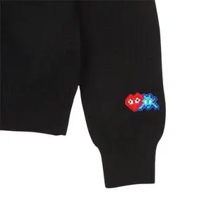 Play Comme Des Garcon X Invader Double Pixel Heart Knitwear - Black