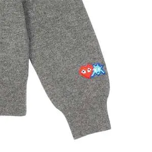 Play Comme Des Garcon Fw25 X Invader Double Pixel Heart Knitwear - Grey