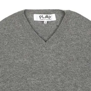 Play Comme Des Garcon Fw25 X Invader Double Pixel Heart Knitwear - Grey