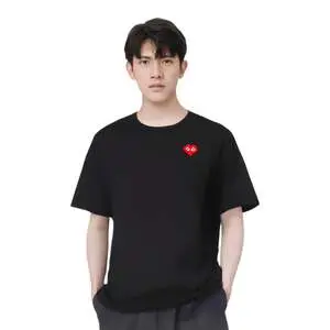 Play Comme Des Garcon Fw25 X Invader Heart T-shirt - Black