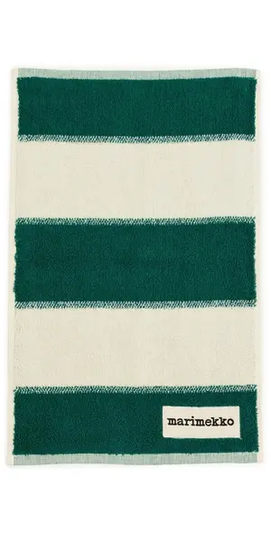 Marimekko Galleria Guest Towel Striped Terry Cloth - Emerald/melon