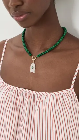 ADINA EDEN Beaded Natural Stone Fish Necklace