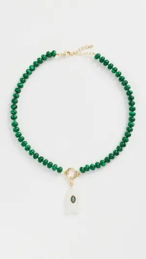 ADINA EDEN Beaded Natural Stone Fish Necklace