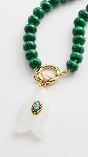 ADINA EDEN Beaded Natural Stone Fish Necklace