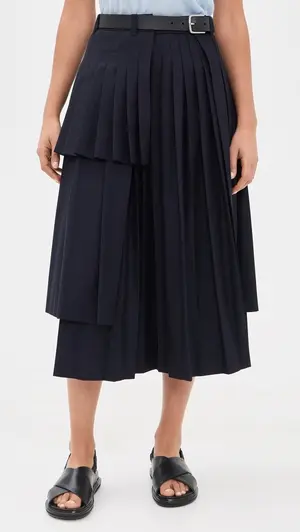 Sea Angelina Suiting Pleated Midi Skirt
