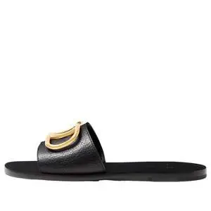 Valentino Garavani Calfskin Point Vlogo Signature Slide Sandal - Black