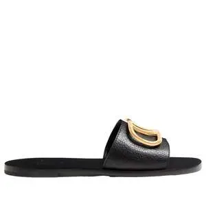 Valentino Garavani Calfskin Point Vlogo Signature Slide Sandal - Black