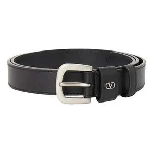 Valentino Garavani V Logo Signature Calfskin Belt - Black