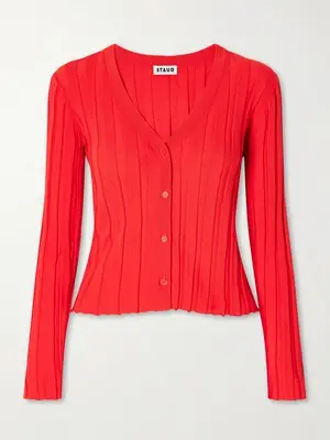 Staud Ezra Ribbed Jersey Cardigan