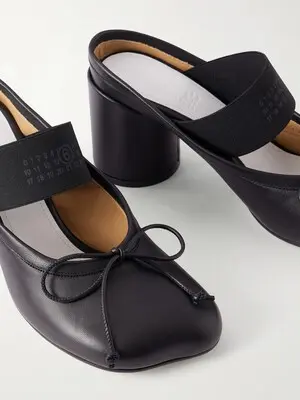 MAISON MARGIELA Bow-detailed Leather Block Heel Mules