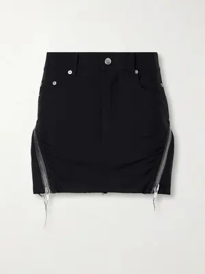 Rick Owens Rick Owens Bolan Banana Frayed Wool Mini Skirt Black