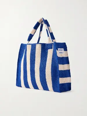 LOEFFLER RANDALL Sol Striped Raffia Tote - Blue