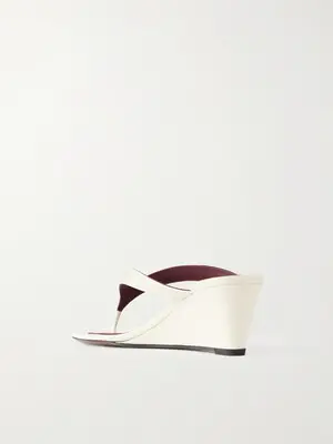 NEOUS Tercus 50 Leather Thong Wedge Sandals - Neutrals