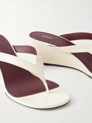 NEOUS Tercus 50 Leather Thong Wedge Sandals - Neutrals