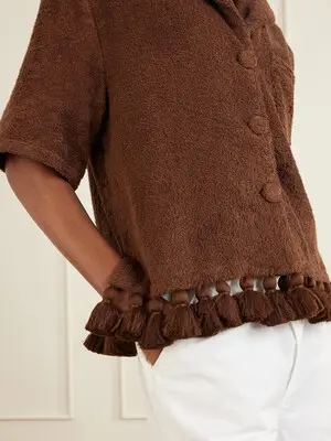 CAP D’ANTIBES Antonia Cotton-terry Shirt With Tassels