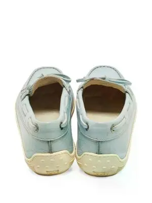 TOD'S Saffiano Leather Loafers With Bow Detailing - Blue