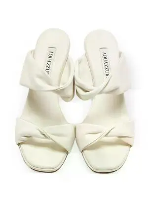 AQUAZZURA Leather Twist Detail Wedge Sandals - White
