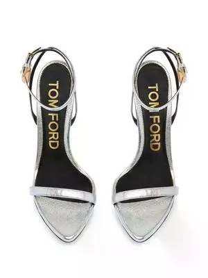 TOM FORD Metallic Padlock Detail Sandals - Silver