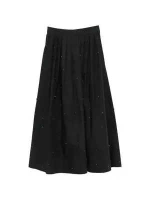 Maje Beaded Maxi Pleated Skirt - Black