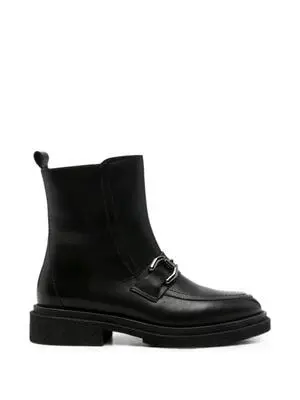 SERGIO MORETTI FIRENZE Leather Ankle Boots With Horsebit Detail - Black