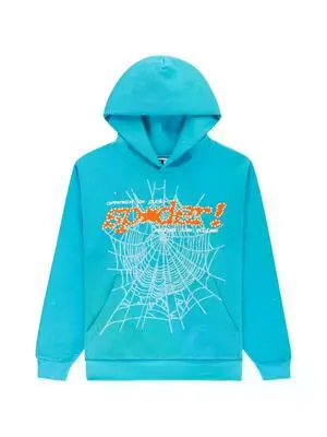 SP5DER Punk V2 Graphic-print Hoodie - Blue