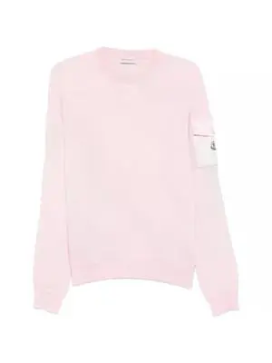 Moncler Logo Patch Crew Neck Sweater - Pink