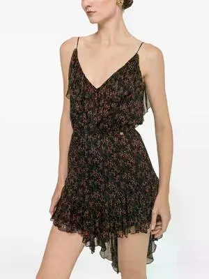 NISSA Printed Asymmetric Silk Mini Dress