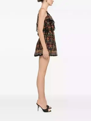 NISSA Floral Print Silk Mini Dress