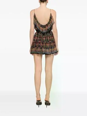 NISSA Floral Print Silk Mini Dress