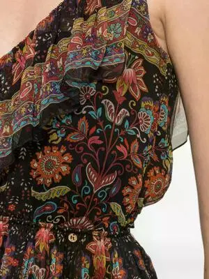 NISSA Floral Print Silk Mini Dress