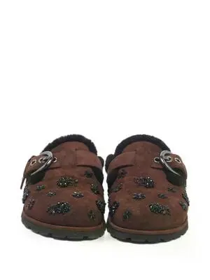 STUART WEITZMAN Chrystie Embellished Mules - Brown