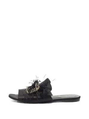 ROGER VIVIER Crystal-embellished Feather-trim Slides