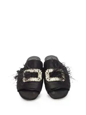 ROGER VIVIER Crystal-embellished Feather-trim Slides