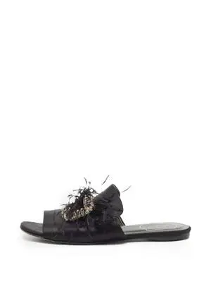 ROGER VIVIER Crystal-embellished Feather-trim Slides