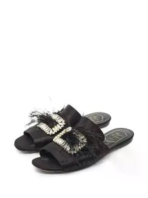 ROGER VIVIER Crystal-embellished Feather-trim Slides