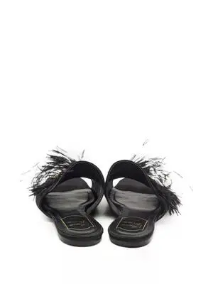 ROGER VIVIER Crystal-embellished Feather-trim Slides