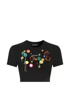 Dolce & Gabbana Jersey T-shirt With Appliqu - Black