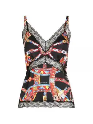 Dolce & Gabbana Carretto-print Silk Satin Top