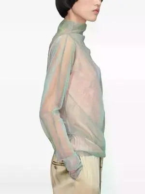 MAISON MARGIELA Shimmer-knit Mesh Long-sleeve T-shirt