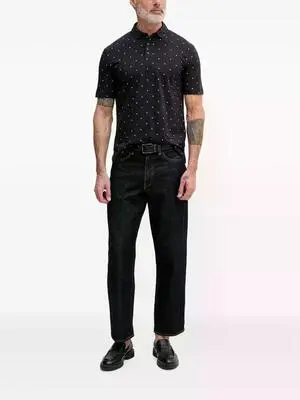 Armani Exchange Logo-print Short-sleeve Polo Shirt - Black