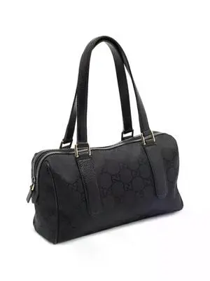Gucci Small Gg Leather-trim Duffle Bag - Black