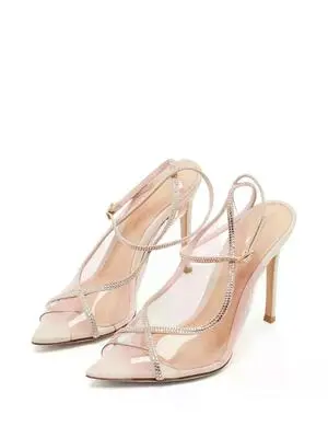 GIANVITO ROSSI Crystelle Crystal-embellished Sandals - Neutrals