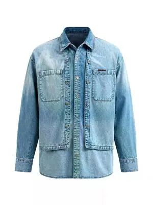 LEEM X Feng Chen Wang Layered-detail Denim Shirt - Blue