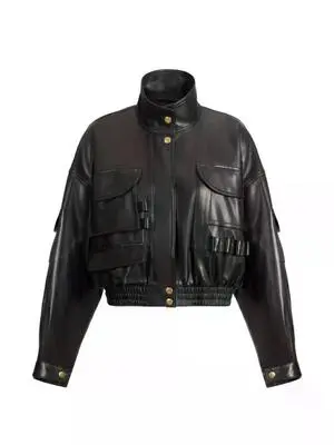 Balmain Multi-pocket Leather Bomber Jacket