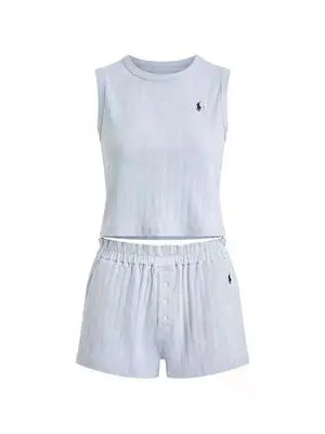 Polo Ralph Lauren Ribbed-knit Logo-embroidered Pajamas