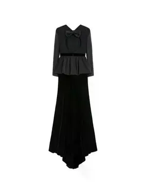 Valentino Garavani Sablé Velvet Long Dress With Duchesse Bow Detail
