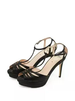 Fendi Satin T-strap Peep-toe Platform Stiletto Sandals