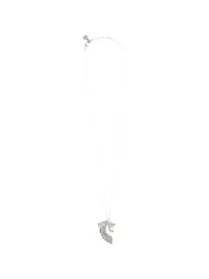 FERRAGAMO Crystal-embellished Gancini Pendant Necklace - Silver