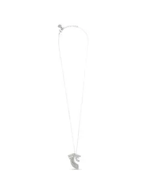 FERRAGAMO Crystal-embellished Gancini Pendant Necklace - Silver